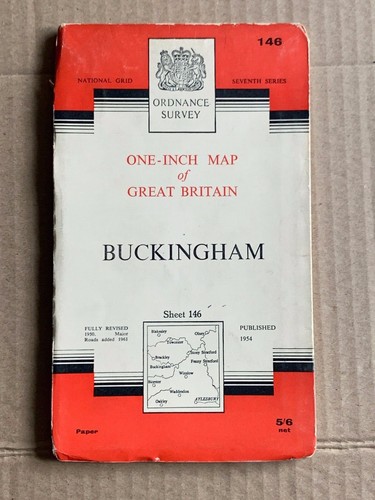 OS Ordnance Survey One Inch Paper Map, of Buckingham, Sheet 146, 1954 ...