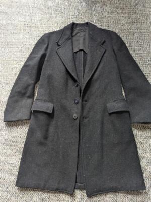 vintage 1900s victorian OVERCOAT heavy wool 40 black TOPCOAT trenchcoat ...