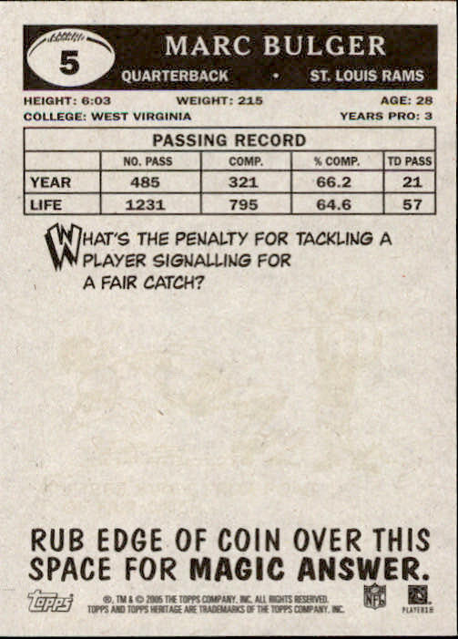 2005 Topps Heritage #5 Marc Bulger | eBay