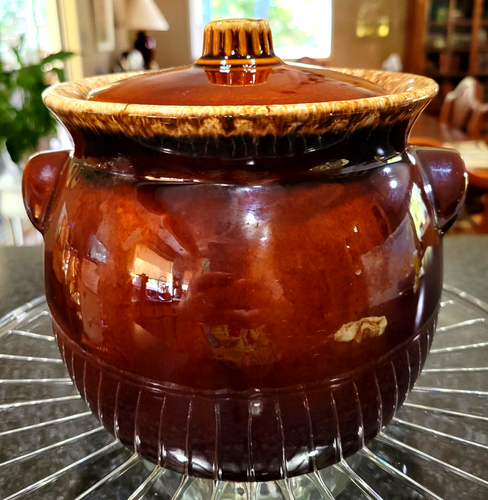 Vintage 1940s HULL POTTERY 2 qt BEAN POT CROCK COOKIE JAR Ovenproof USA ...