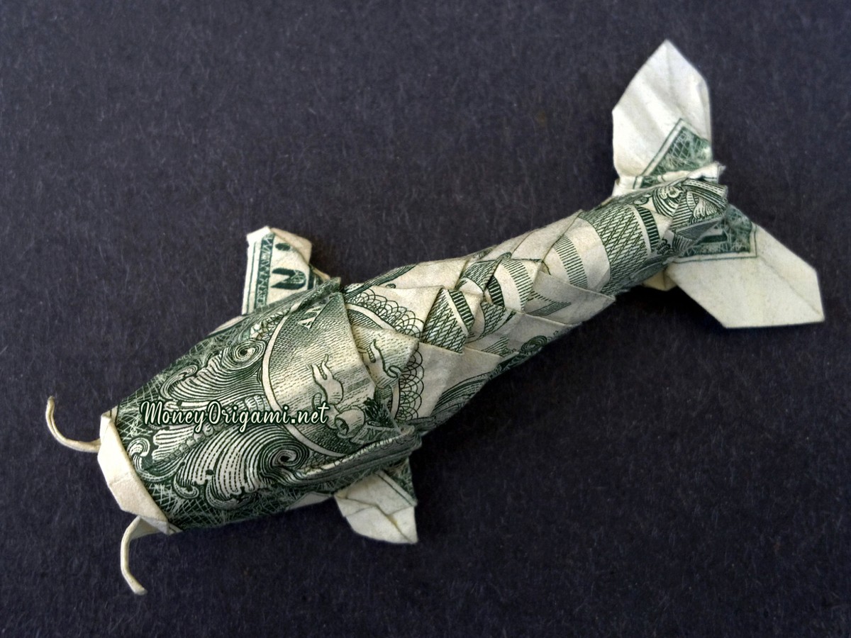 Origami Koi Dollar Two Dollar Origami KOI FISH Made With REAL MONEY