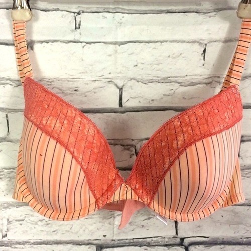 6ixty 8ight Pink Stripe Lace Trim Push Up Bra 34D Style 6802225 | eBay