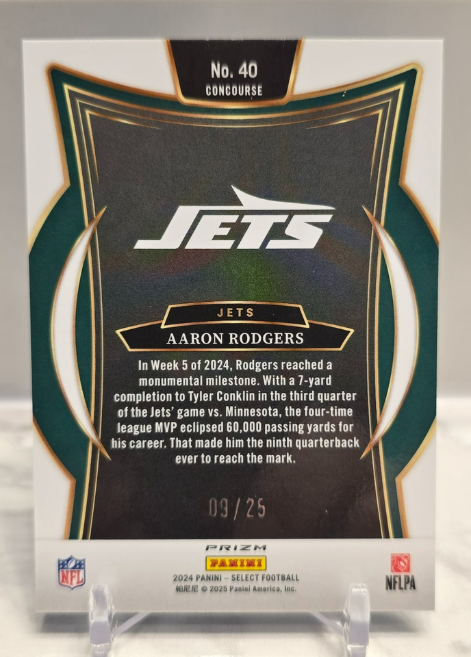 2024 Aaron Rodgers Select #40 Concourse Blue Disco Prizm 9/25 Aaron ...