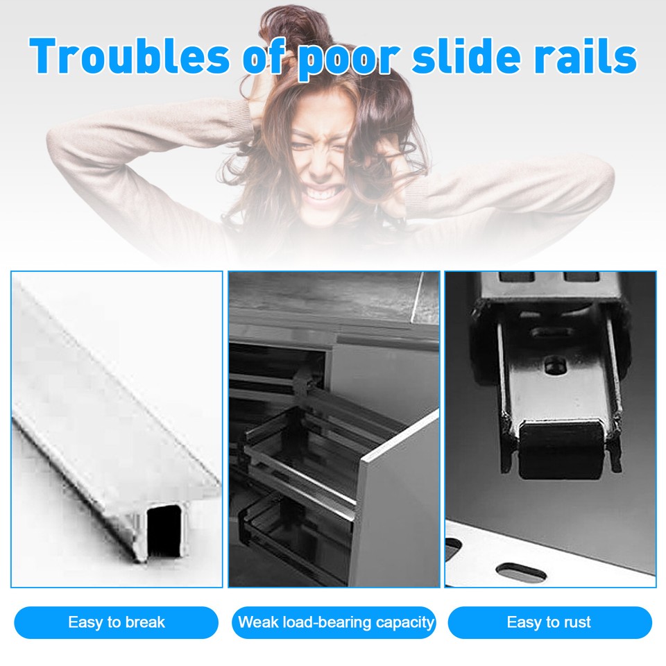 10/20x Draw Rail Plastic Drawer Slides 180/235/298mm Draw Runners ...