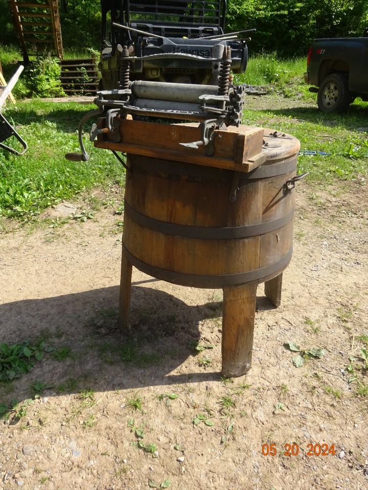 Antique Wooden Barrel Washer Washing Machine w/ Ringer/ hand crank | eBay