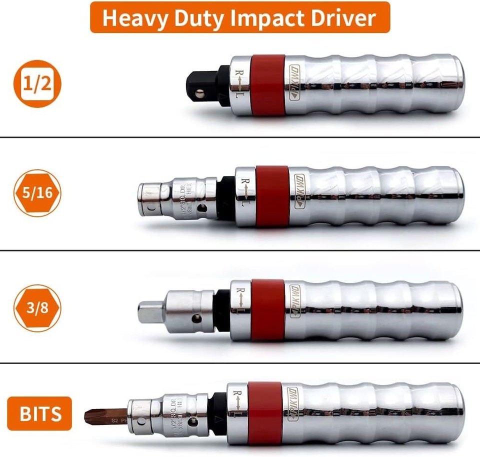 1/2'' Hand Impact Driver ，13pcs Screw Extractor Set, Hammer Impact ...