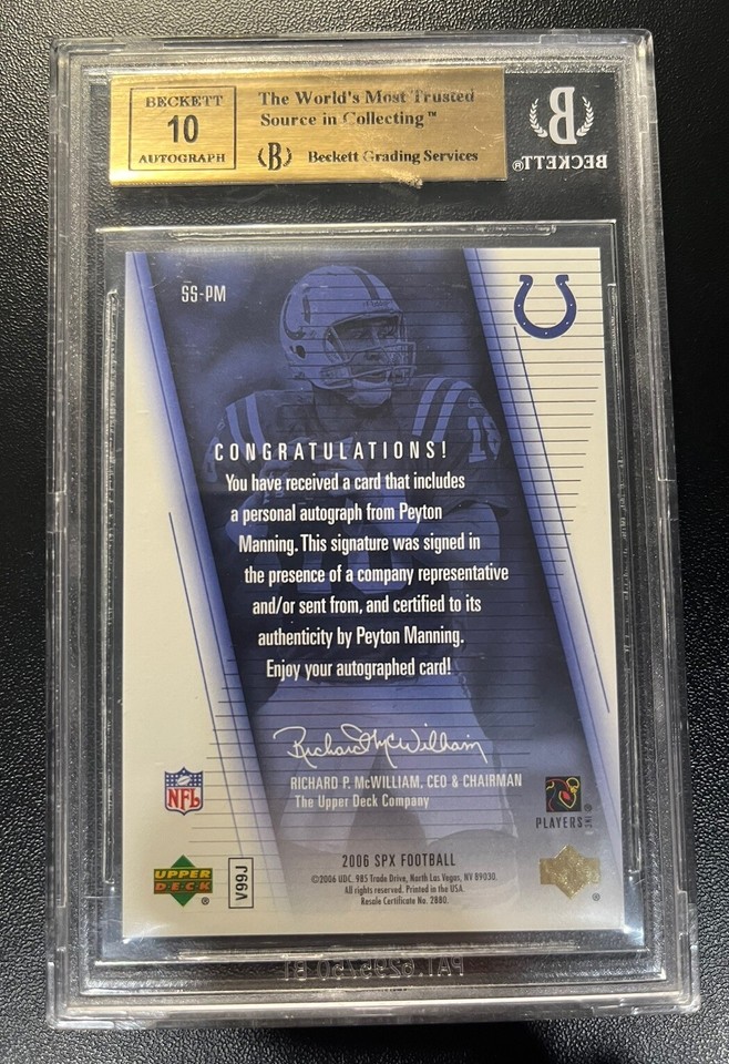 2006 Upper Deck Peyton Manning Auto Super Scripts Colts BGS 9.5 Auto 10 ...