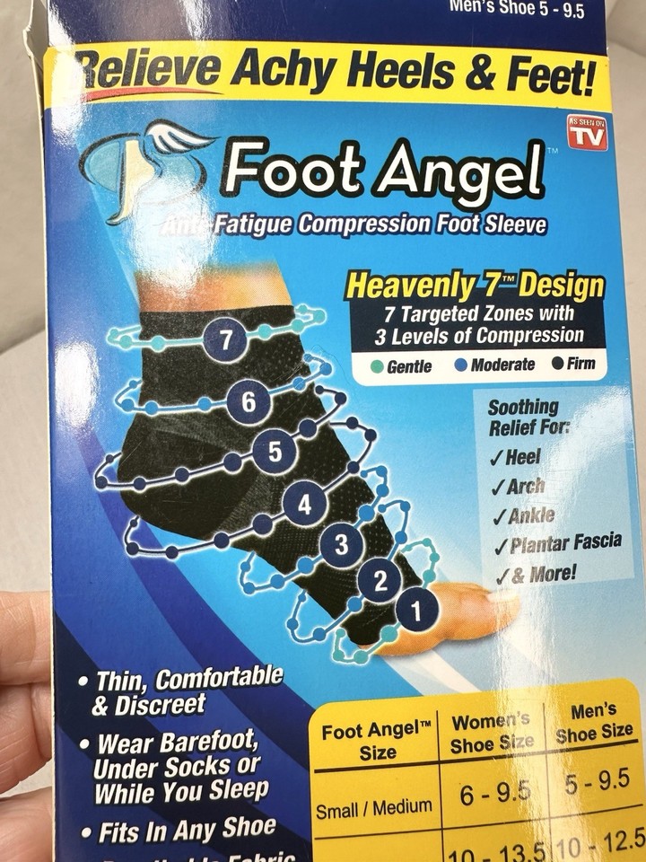 Foot Angel Anti-Fatigue Compression Foot Sleeve Sock Size S/M Slip On ...