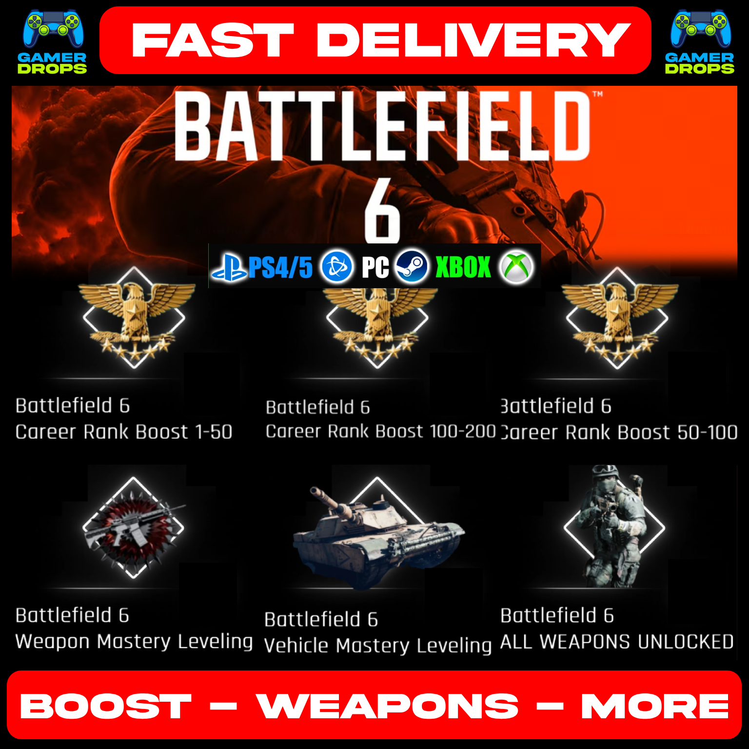 BF6 Battlefield 6 - WEAPON - UNLOCK - LEVELING - MAX RANK - UPGRADES | eBay