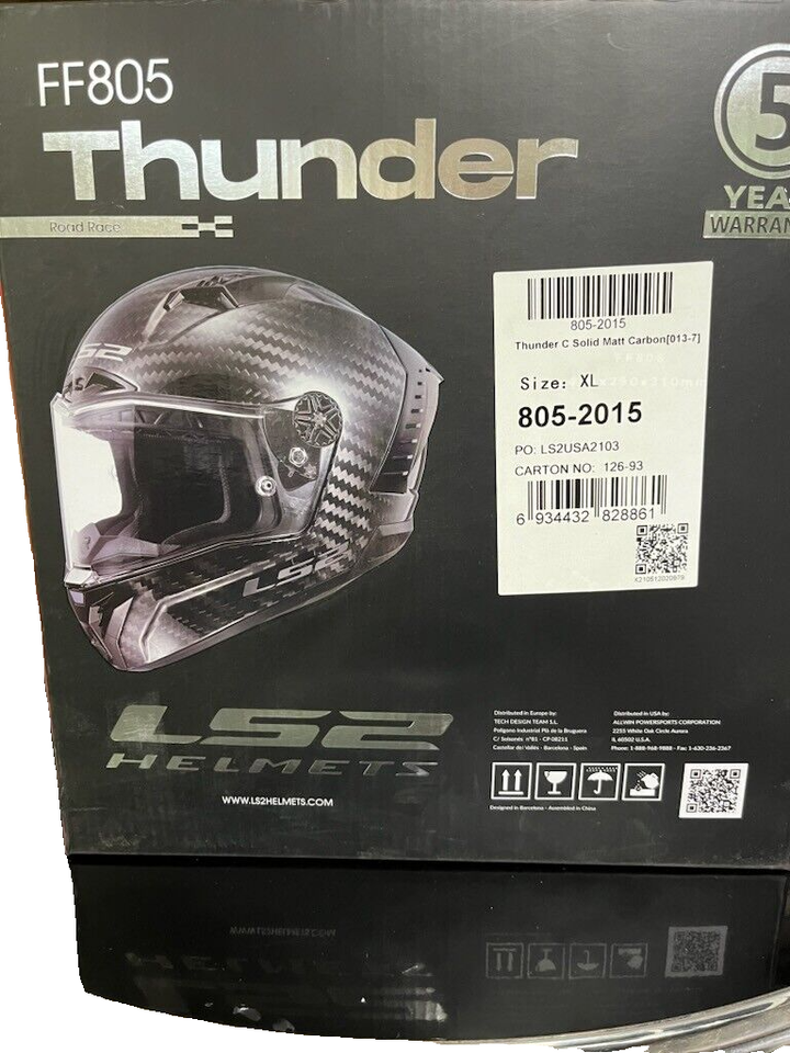 LS2 FF805 Thunder Carbon GP Pro FIM Matt Black Full Face Helmet - New ...