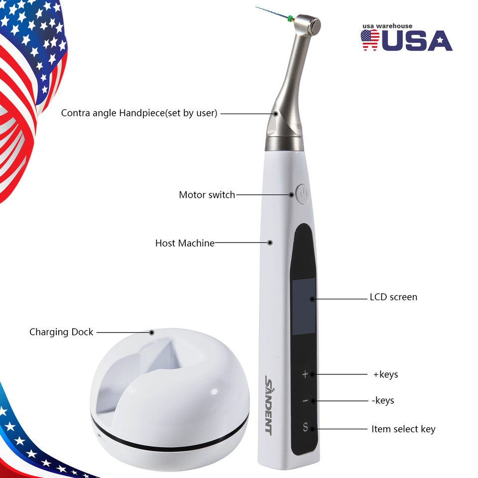 Dental Wireless LED Endo Motor 16:1 Contra Angle/ Apex Locator Root ...