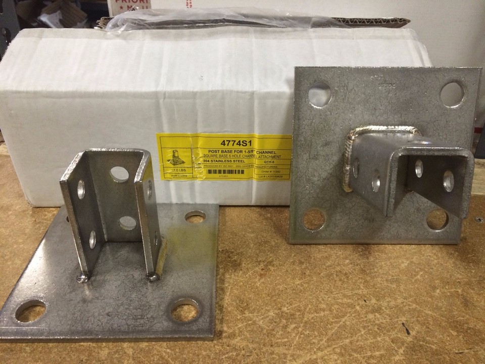 (Qty 1) Stainless Steel for 1-5/8" UniStrut Post Base Square #4774S1 ...