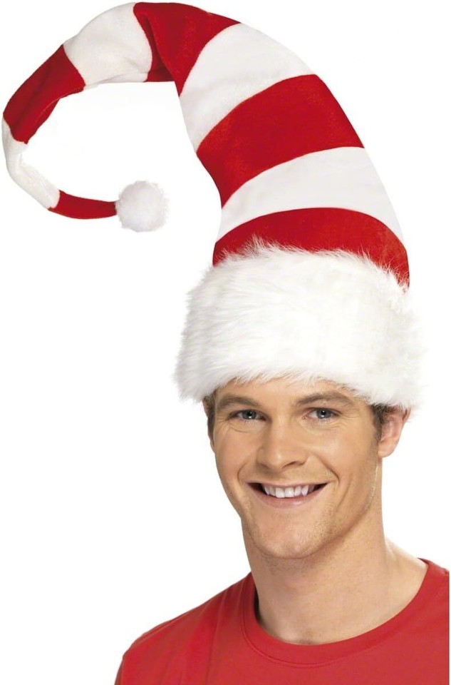 Smiffys Striped Santa Hat, Red & White | eBay