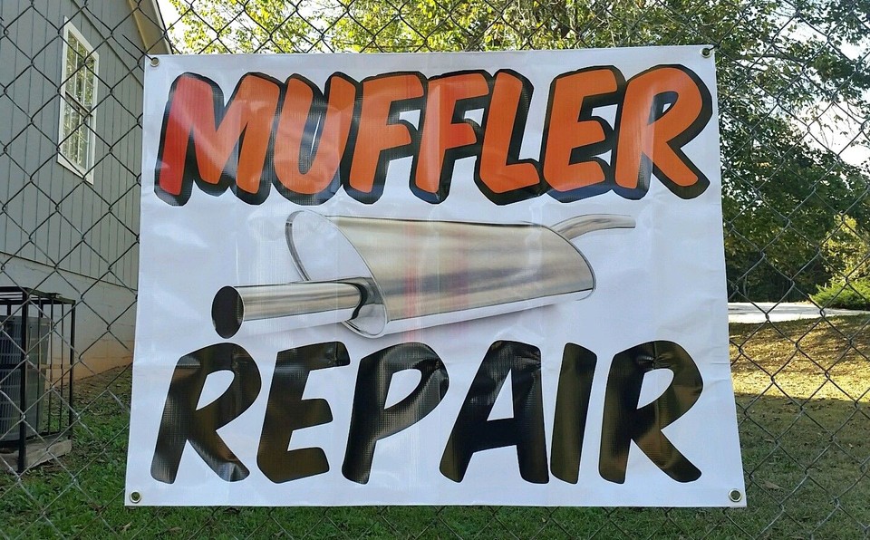 Muffler Repair Banner Open Sign Auto Shop Service Exhaust Mechanic ...