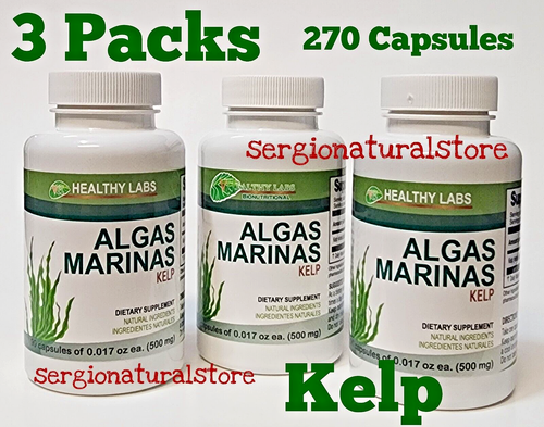 3 Packs Algas Marinas Kelp 270 Capsules Natural Iodine Helthy Labs | eBay