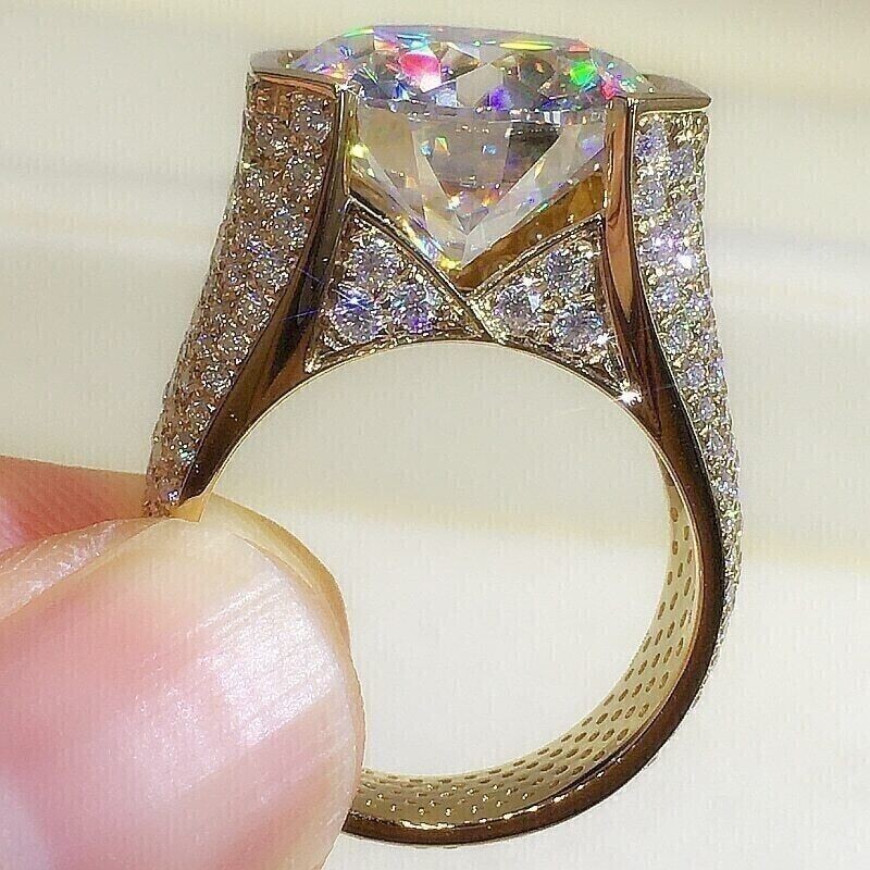 3Ct Lab Created Diamond Round Solitaire Engagement Ring 14K Yellow Gold ...