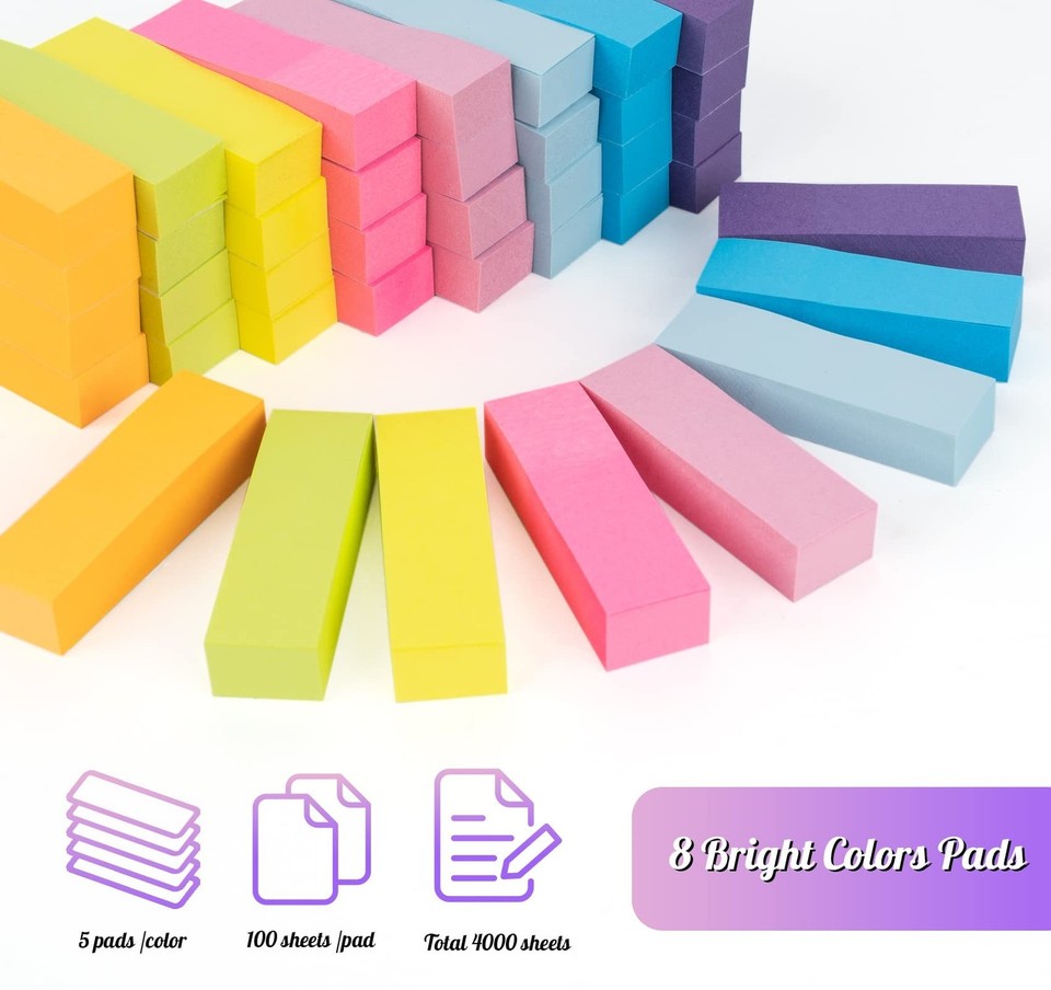 4000 Sheets Index Tabs - 0.6 x 2in Page Markers, Small Self-Stick Note ...