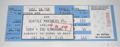 Oakland A's Mariners MLB VIP Full Ticket Stub Cowens Phelps Murphy HR 7 ...