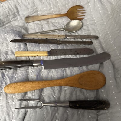 Lot Of 8 Antique Vintage Primitive Kitchen Utensils Collection Fork ...
