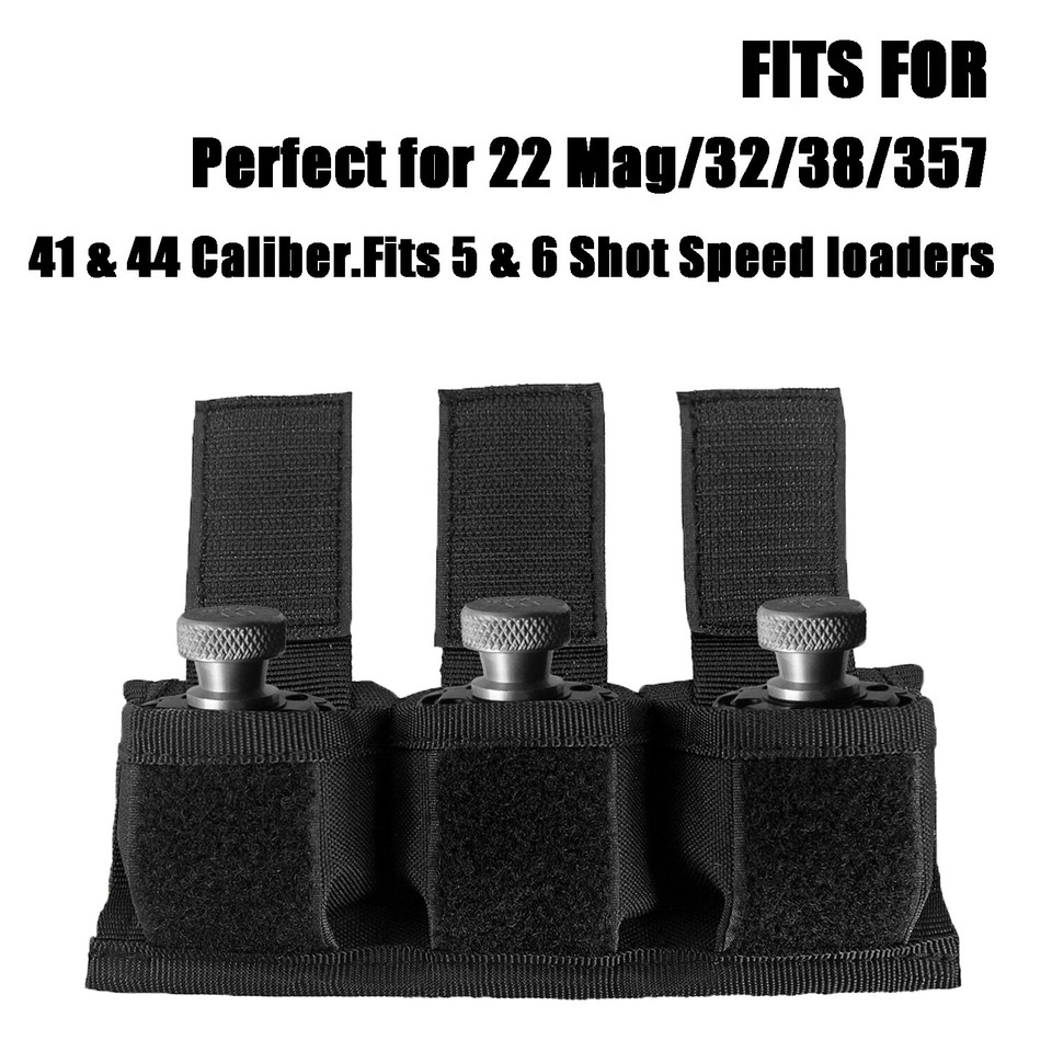 Triple Speed Loader Belt Pouch Fits .22 .38 .357 .44 Mag 6 & 5 Shots ...