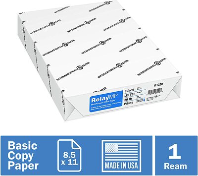 Relay MP, Multipurpose Copy Paper, 20lb, 8.5x11, 92 Bright - 1 Ream ...