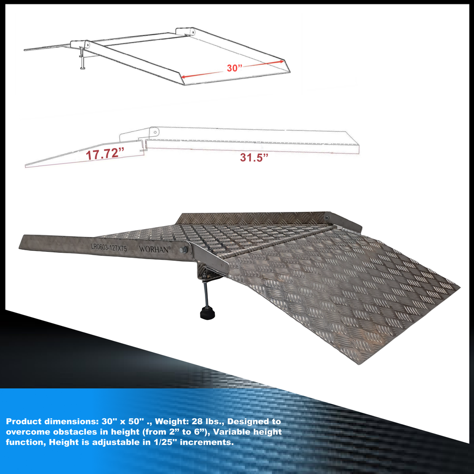 WORHAN® Rigid Threshold Ramp for Wheelchair Loading Platform Anodized ...