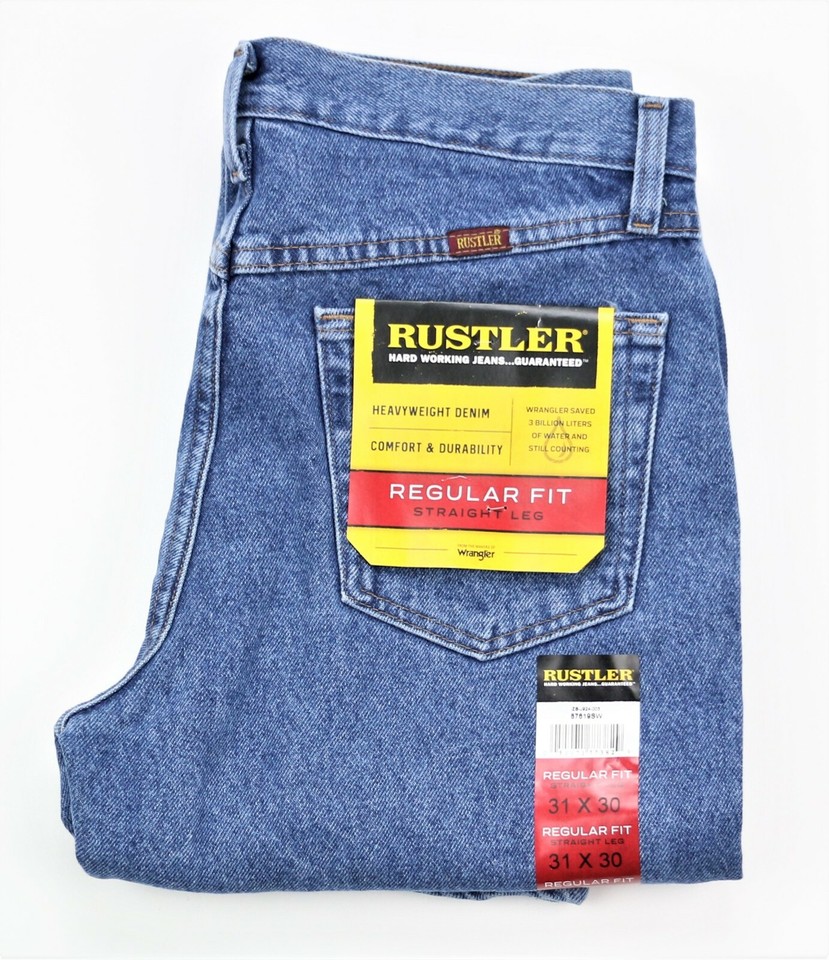 New Rustler by Wrangler Men's Regular Fit Straight-Leg Jeans All Sizes ...