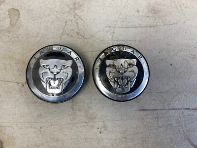 Jaguar XF XFR X Type Wheel Center Hub Cap 2.25” Snap Black & Chrome OEM ...