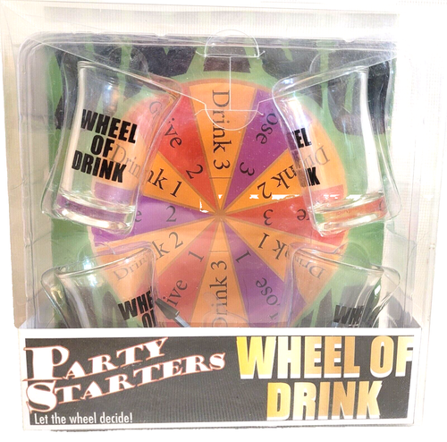 Party Starters Wheel of Drink Game 4 Shot Glasses Drinking Party Game ...