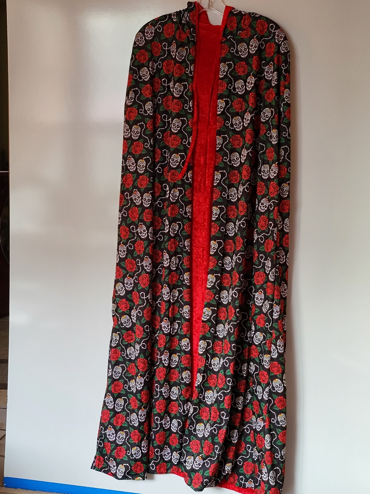 Day of the Dead Adult full length Red velvet Skulls reveresable cape | eBay