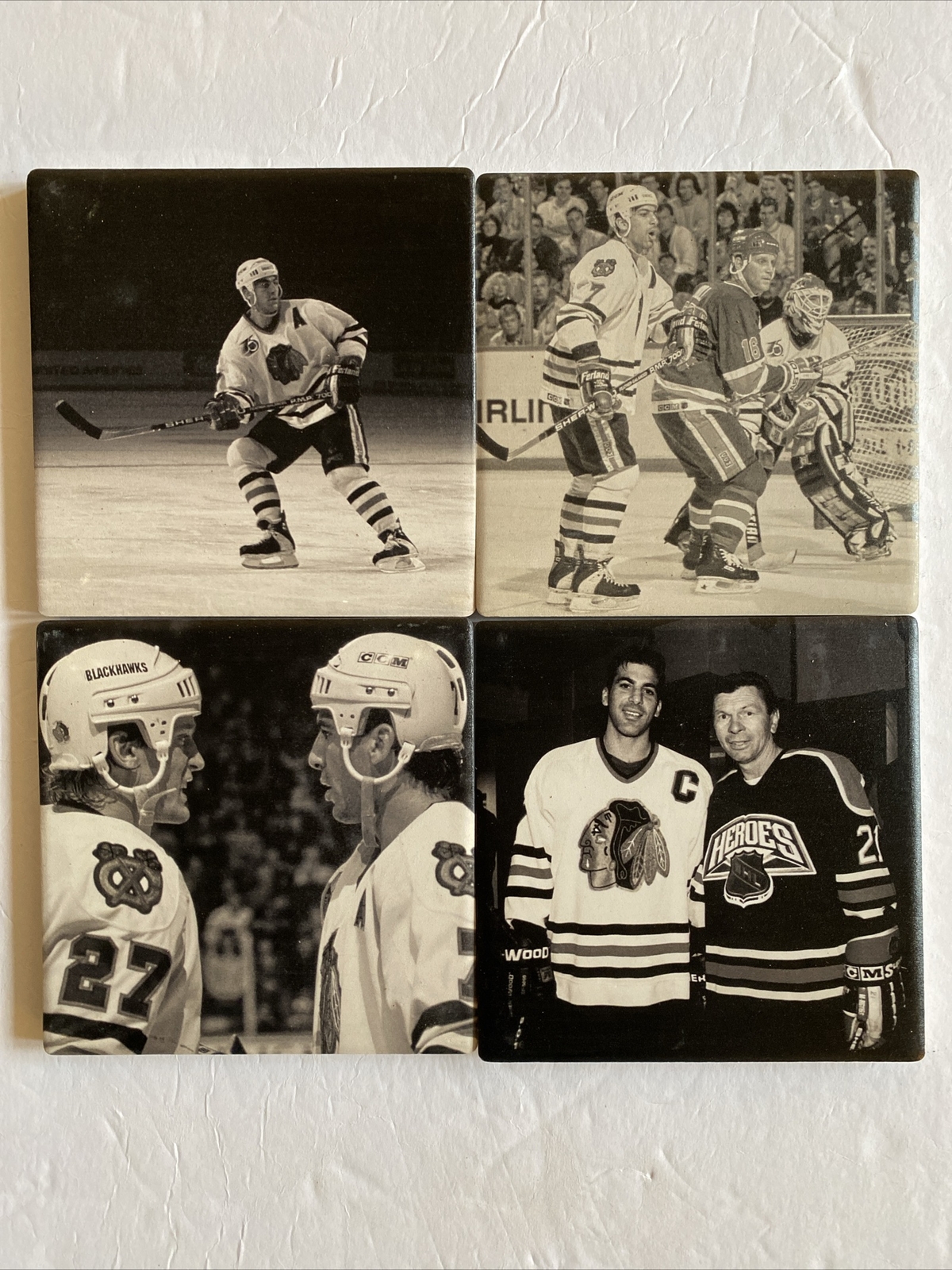 NHL Chicago Blackhawk Chris Chelios Season Ticket Set Of Four Ceramic ...