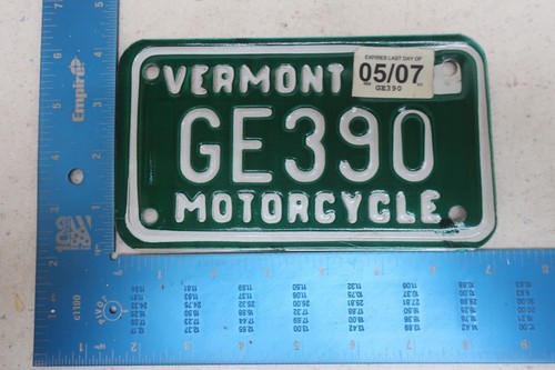 Vermont License Plate Tag 2007 07 VT MC Motorcycle Natural Sticker ...