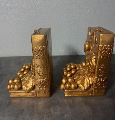 VTG 1967 Progressive Art Products Gold Grapes Vine On Books MCM 2 ...