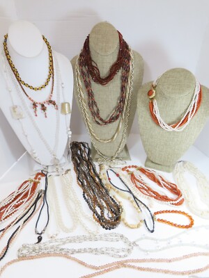 Vintage Necklace Lot Beaded Lucite Faux Pearl Glass Acrylic Huge Lot ...