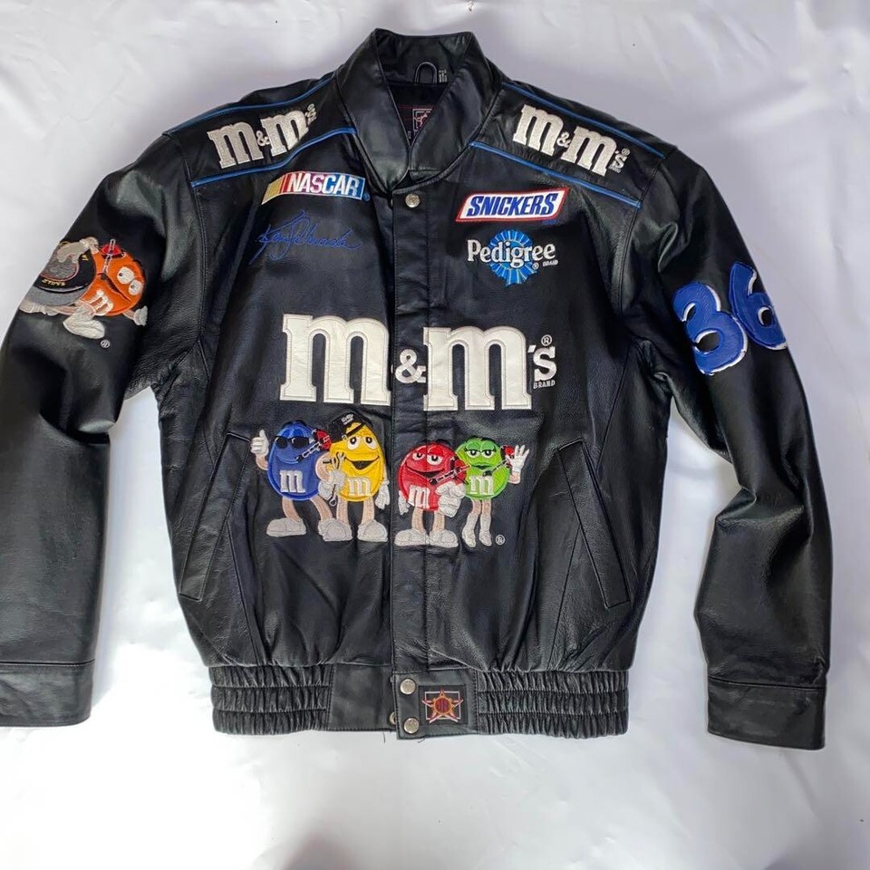 JH Design NASCAR M&M's Racing Leather Jacket Black Size S | eBay