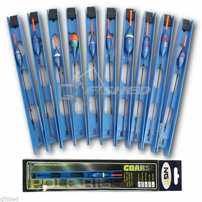 10 x POLE FISHING FLOAT RIGS NGT POLE RIGS CARP FISHING TACKLE READY ...