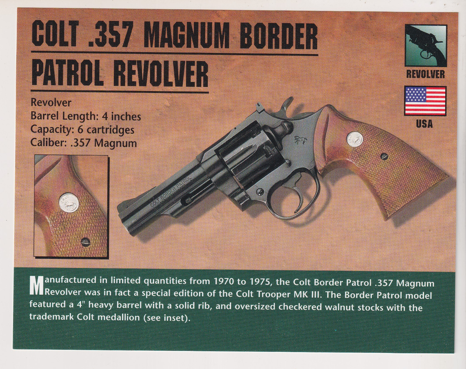 COLT .357 MAGNUM BORDER PATROL REVOLVER Atlas Classic Firearms Gun ...