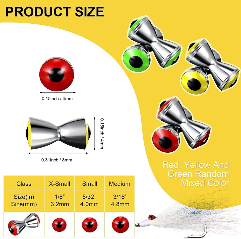 20pack Fly Tying Eyes Realistic Dumbbell Eyes Alloy for Crafts Spinner ...