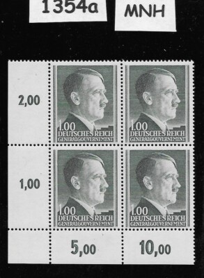 MNH stamp block 1ZL N94a Adolf Hitler Occupied Poland Third Reich 1944 ...