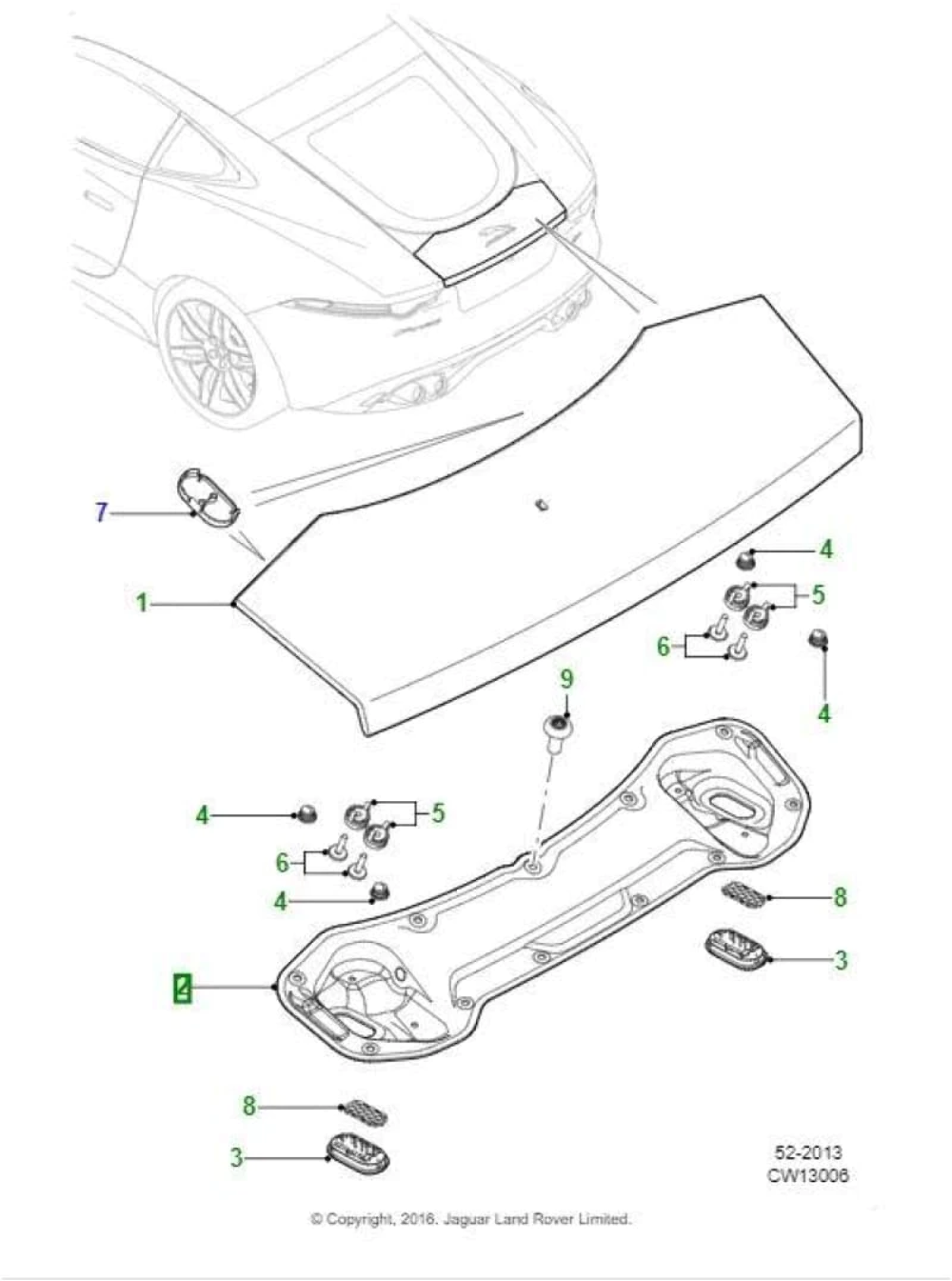 Jaguar F Type rear Spoiler Mechanism Only Coupe T2R44443 EX5344213B | eBay