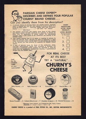 1958 PRINT AD ~ CHURNY'S CHEESE PAUL PETERS CO. BOSTON,MASSACHUSETTS | eBay