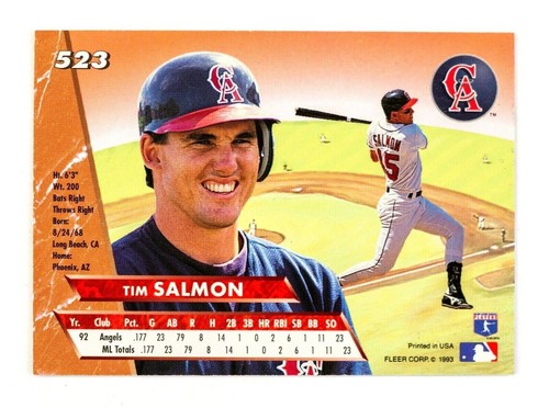 1993 Fleer Ultra Tim Salmon rookie card #523 LA/California Angels 1.00 ...