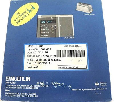 NIB GE MULTILIN PQM POWER QUALITY METER VERSION: 301.000 W/ PC SOFTWARE ...