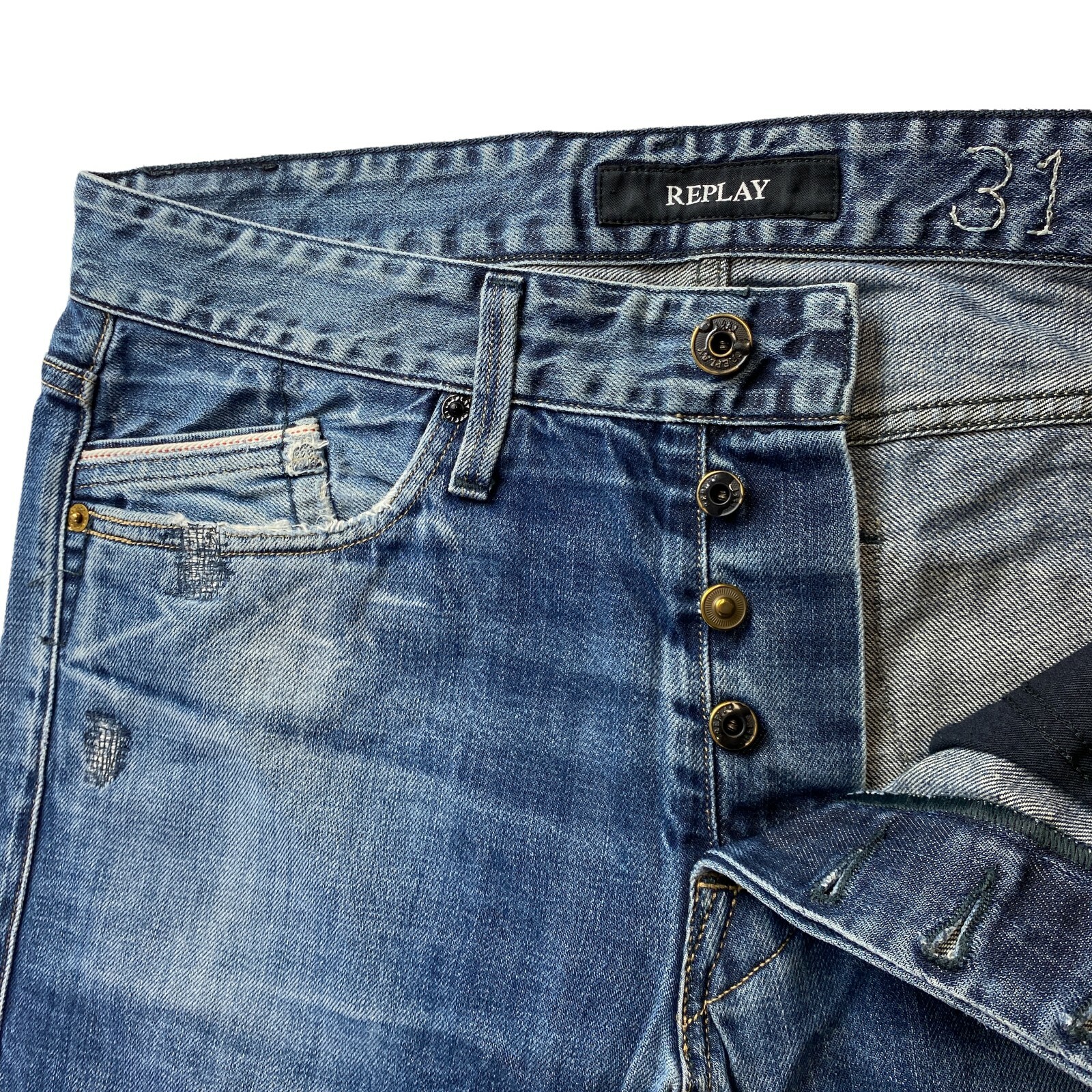 Replay Blue Slim Fit Distressed Jeans W31 L32 | eBay