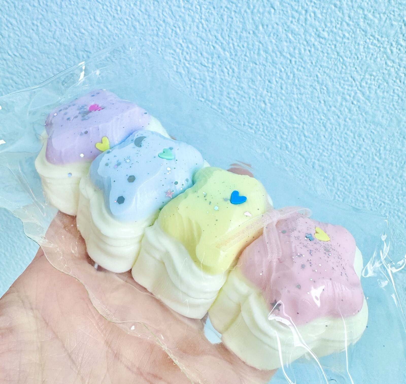 squishy 4 stars pink yellow blue purple stress relief toy | eBay