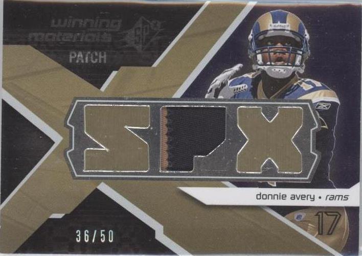 2008 SPx - Winning Materials Donnie Avery #WM-DA Single Patch Spx ...