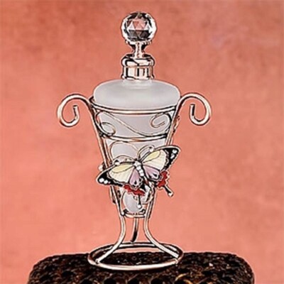 2X Beautiful Bright Colored Butterfly Perfume Bottle with Brown Crystal ...