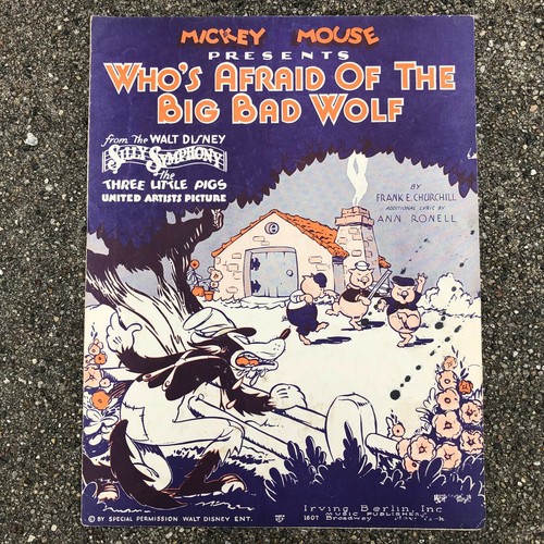 Vintage Sheet Music Walt Disney Who's Afraid Of The Big Bad Wolf Silly ...