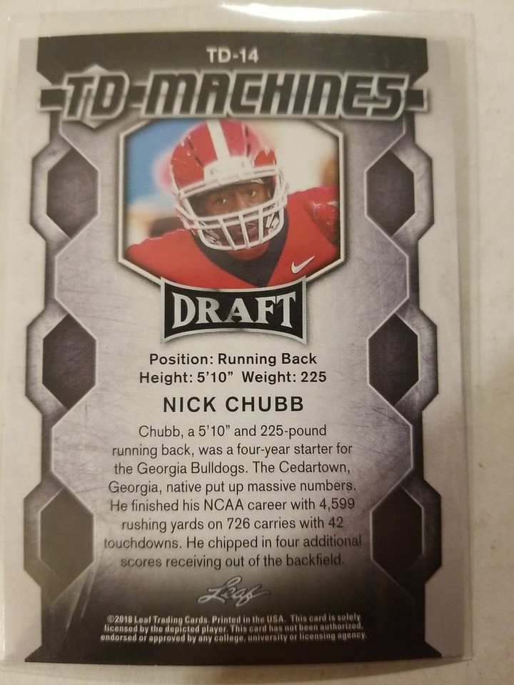 2018 Leaf Draft TD Machines #TD-14 Nick Chubb Georgia Bulldogs | eBay