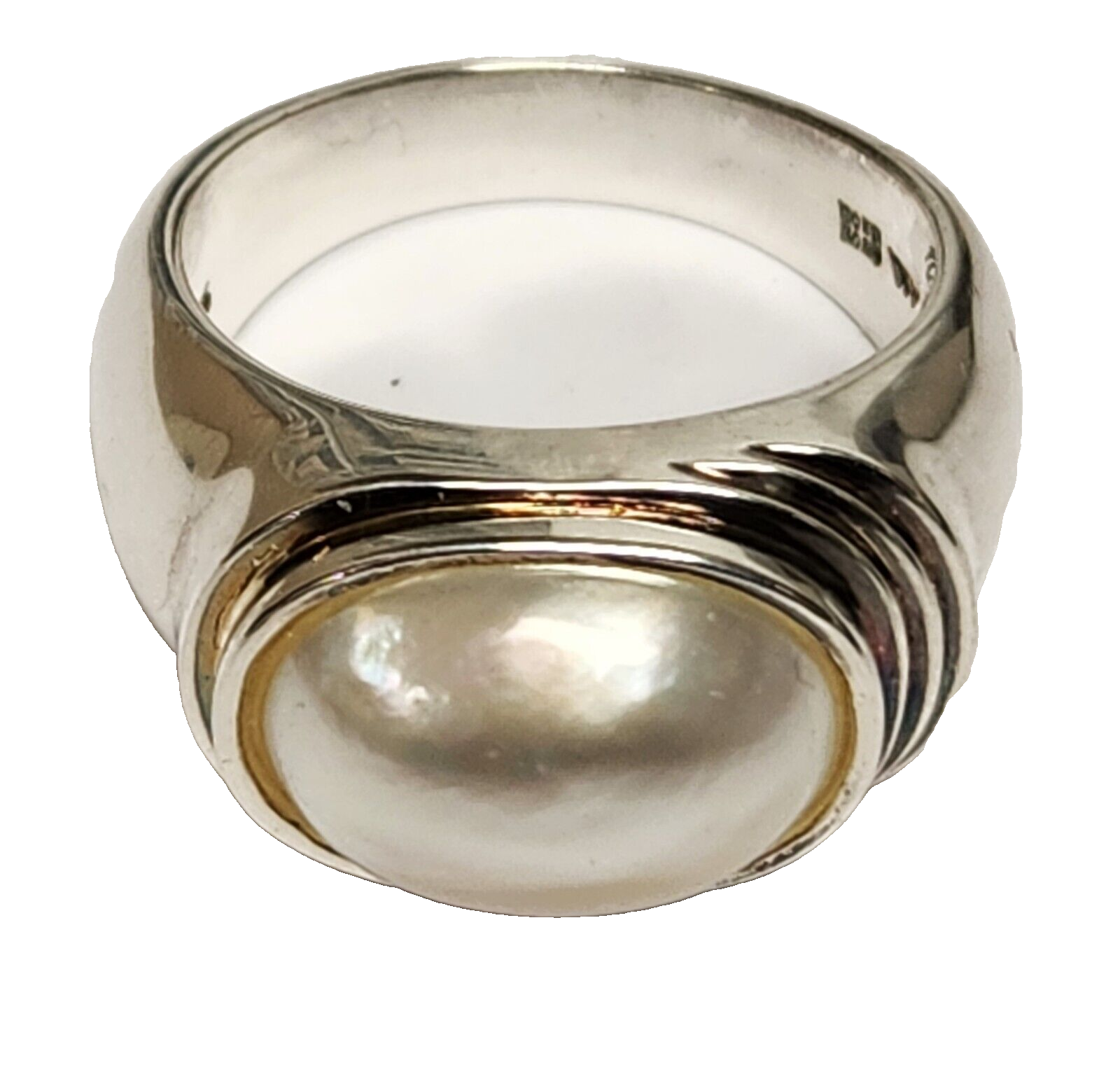 Gorgeous Genuine Pearl 925 Sterling Silver Oval Ring 7.5 World Wide ...